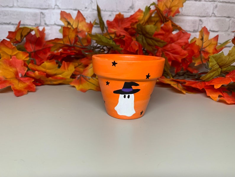2.75” Hand-painted Flower Pot- Halloween Ghost Witch Planter - Etsy