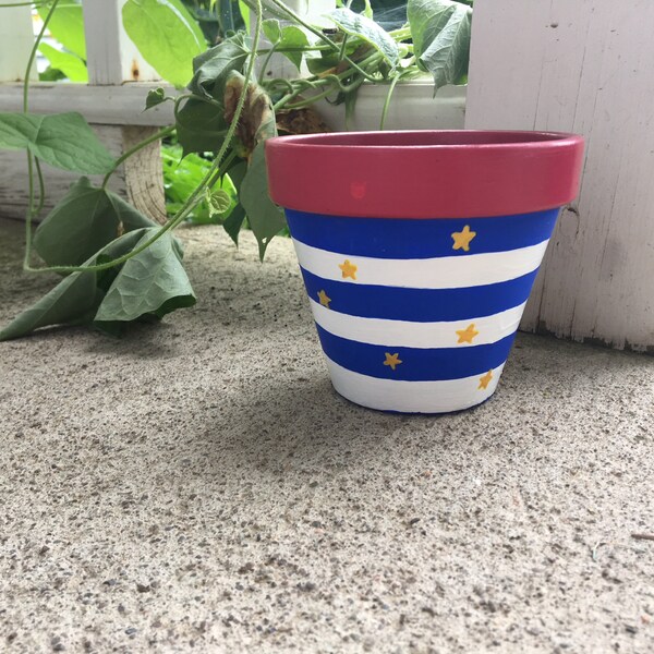 Painted Clay Pot - Etsy