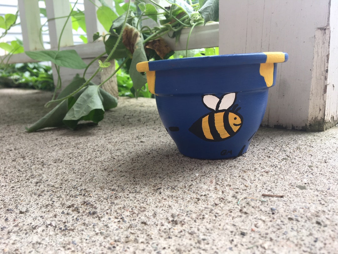 4.5” Hand-painted Flower Pot - Honey Bee Planter - Etsy