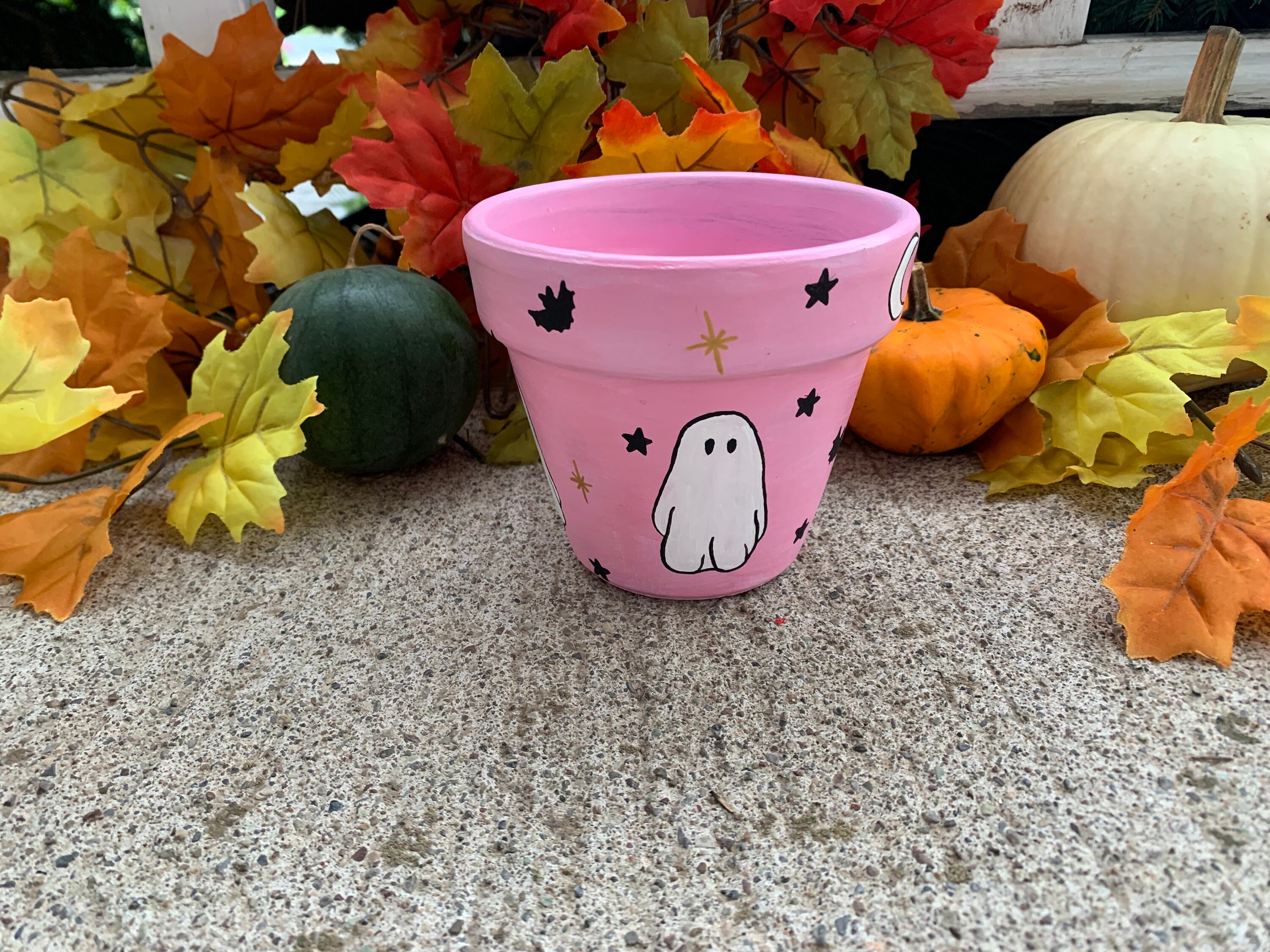 4.5” Hand-painted Pink Ghost Flower Pot Planter - Etsy