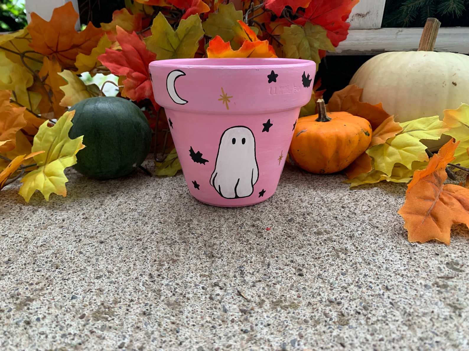4.5” Hand-painted Pink Ghost Flower Pot Planter - Etsy