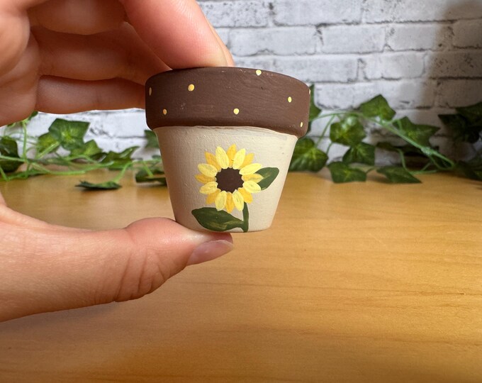 1.75” Hand-painted Miniature Flower Pot- Sunflower Planter - Etsy