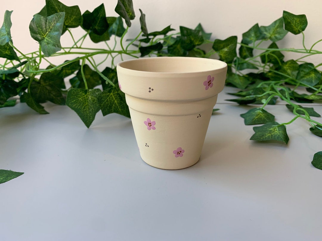 2.75” Hand-painted Flower Pot - Neutral Scheme Planter - Etsy