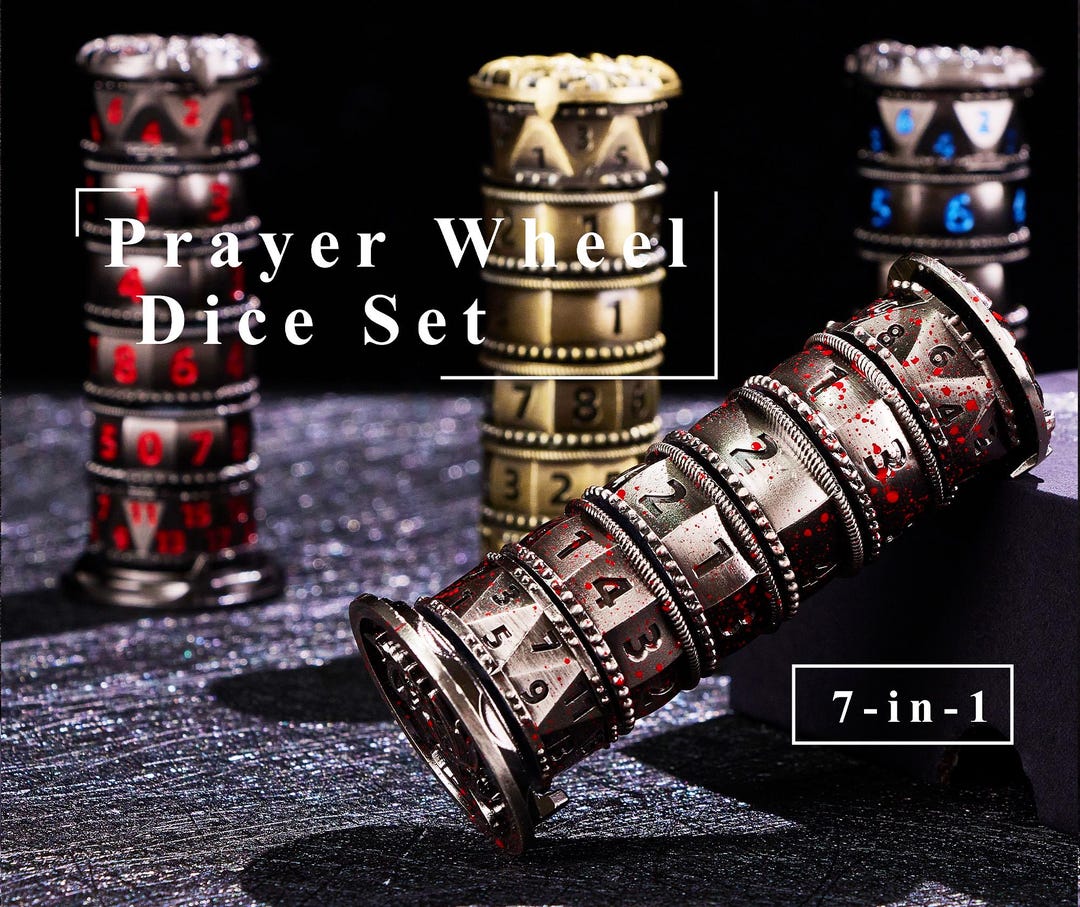 7-in-1 Prayer Wheel Dice Set Spinner for Dungeons and Dragons Gifts ...