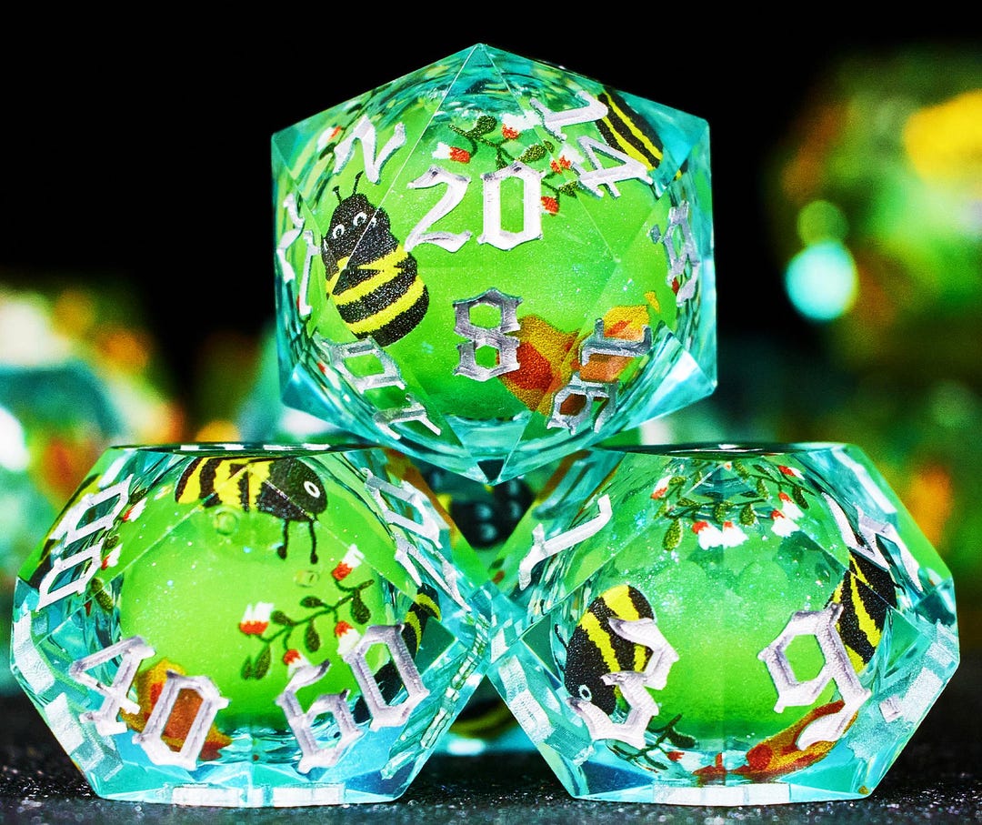 Honey Bees Liquid Core Dnd Dice Set for D&D Gifts, Gorgeous Dungeons ...
