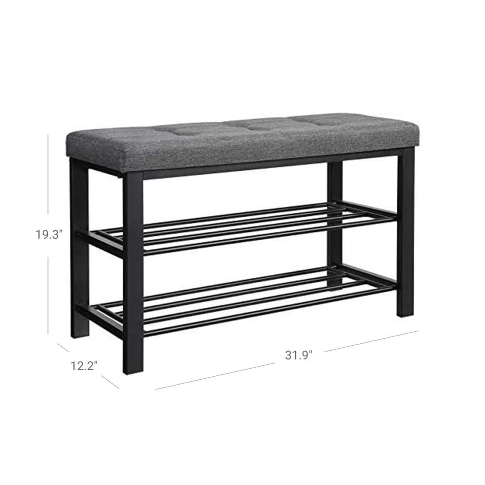 3 Tier Shoe Bench Rack, Unique Shoe Storage Cushion Bench, Entryway ...