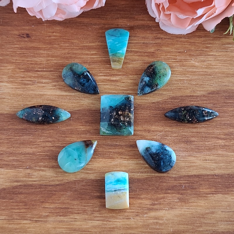 Blue Petrified Wood Cabochons - Etsy