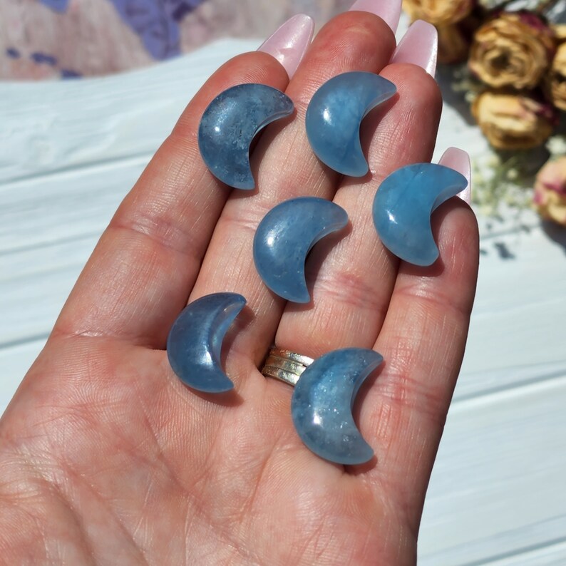 Mini Aquamarine Crystal Moons Choose Quantity Perfect for - Etsy