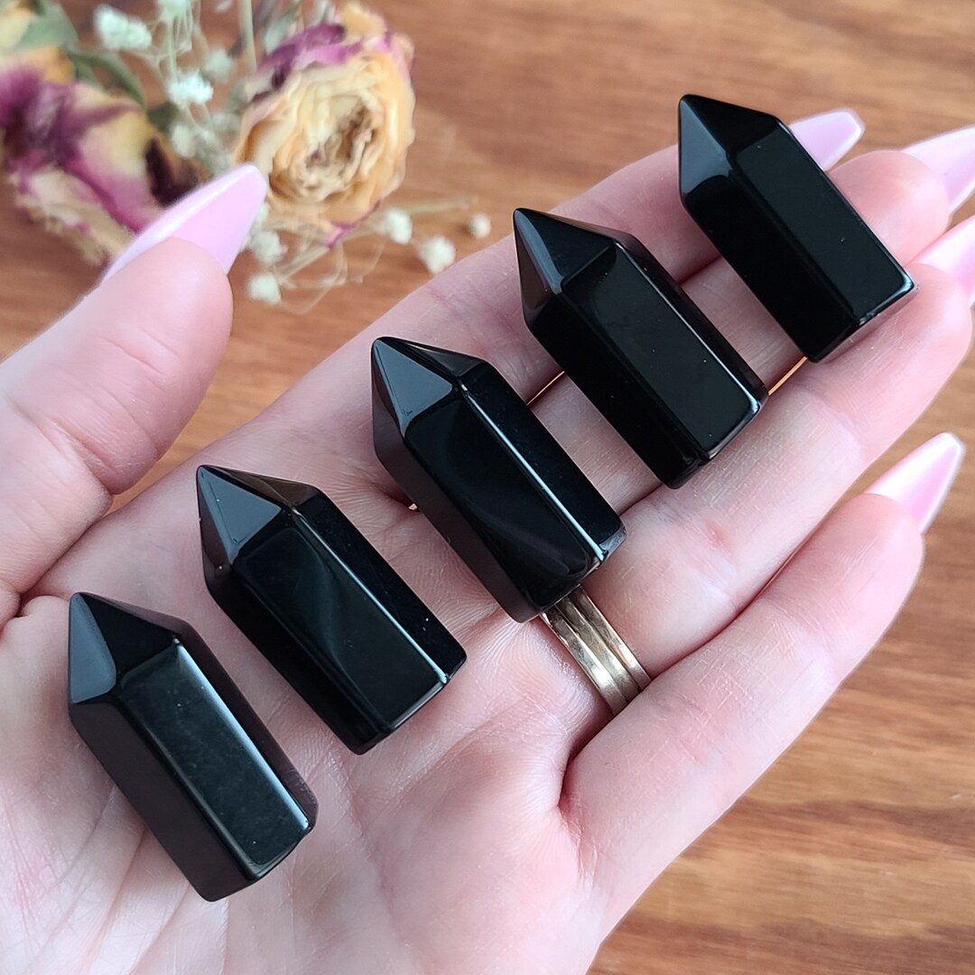 Small Black Obsidian Crystal Towers 1.3", Bulk Lots of Mini Gemstone ...