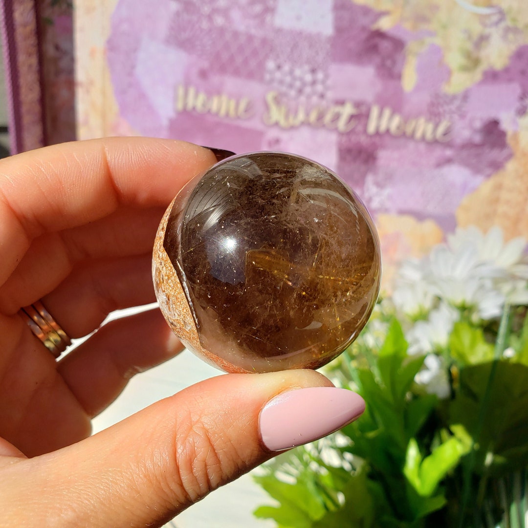 Rutilated Quartz Sphere, Gold Rutile Crystal Ball Garden Quartz, Rutile ...