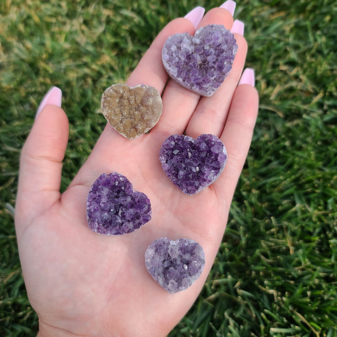 Mini Amethyst Kristall Cluster Herz Cabochon, wählen Sie Ihre kleine ...