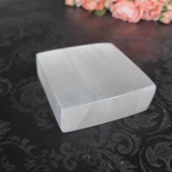 Square Selenite Plate 3 Crystal Charging Block for | Etsy