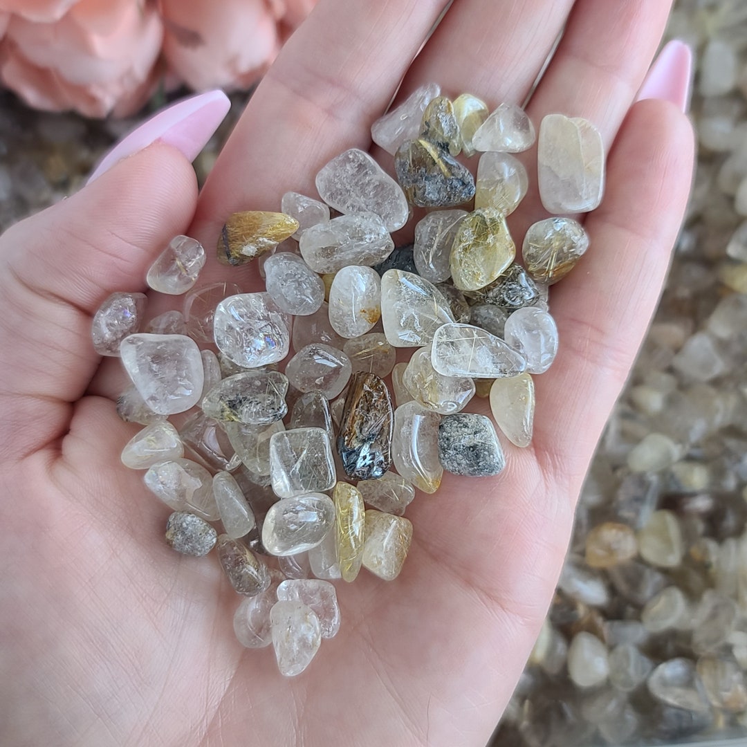 Small Tumbled Gold Rutile Quartz 5-15 Mm Crystal Chips, Bulk Gemstone ...