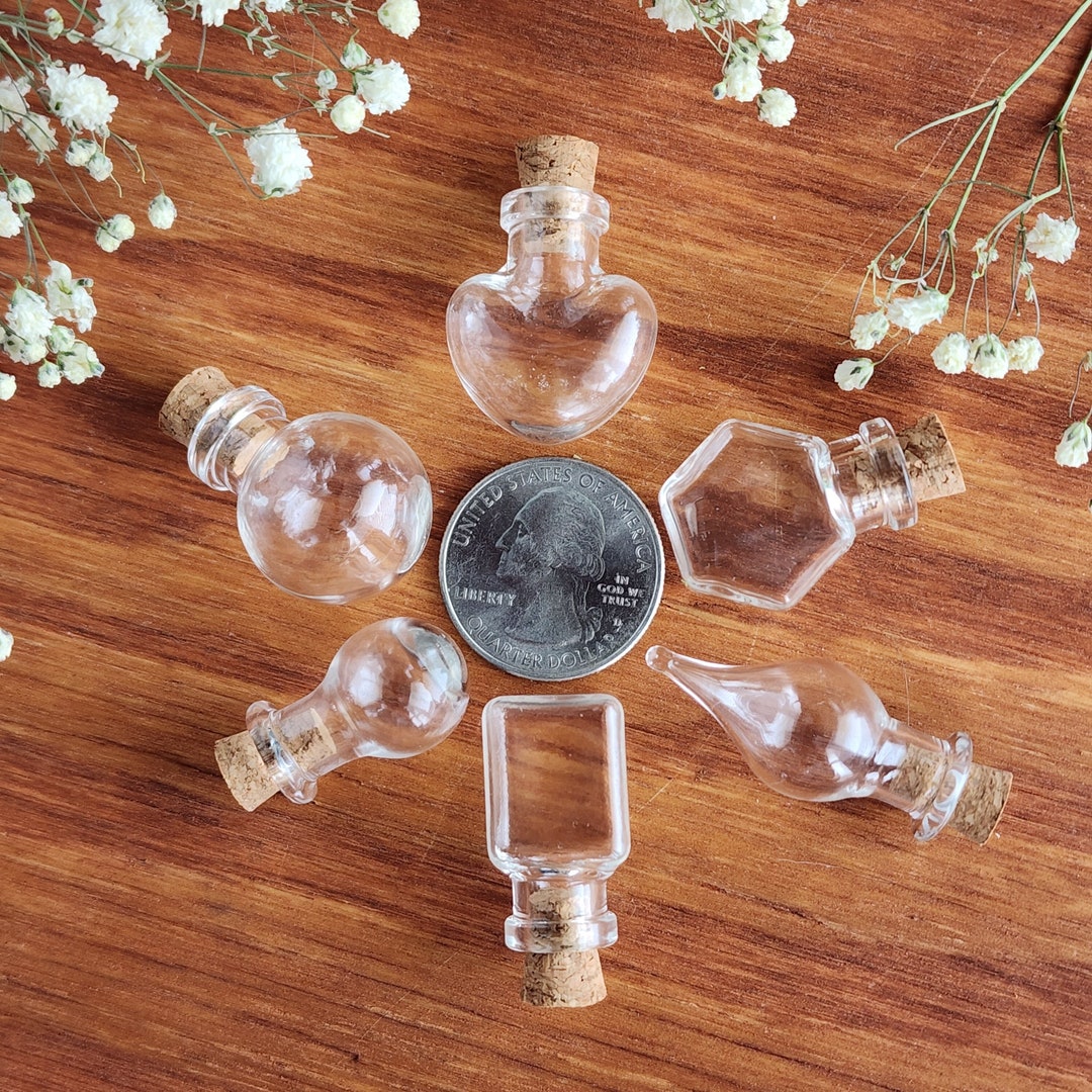 Tiny Glass Bottles, Choose Style and Quantity, Bulk Mini Jars With Cork ...