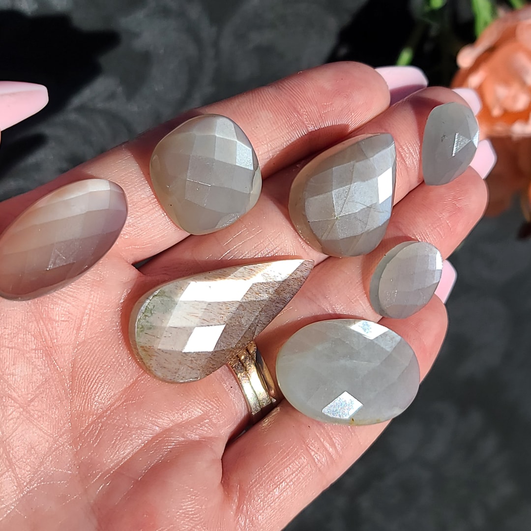 Grey Moonstone Faceted Cabochon, Choose Your Crystal Gemstone for ...