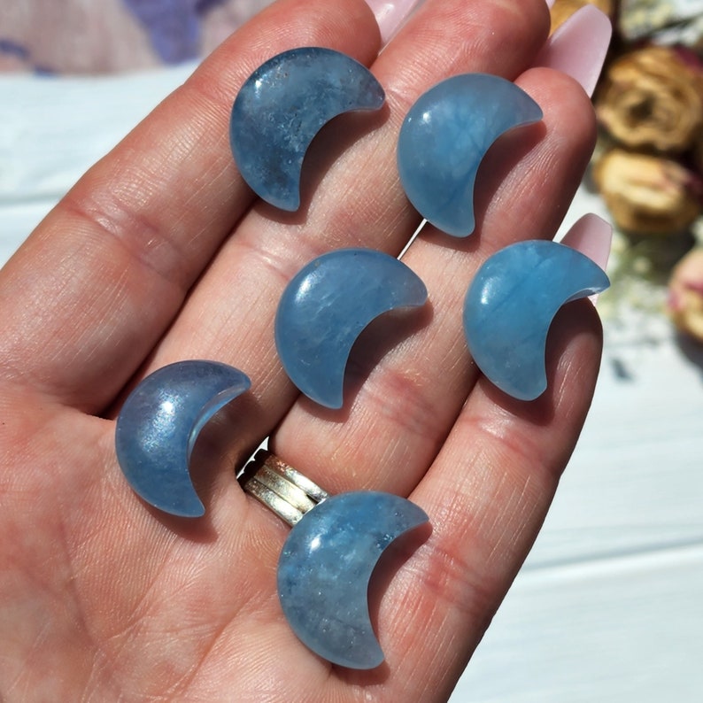 Mini Aquamarine Crystal Moons Choose Quantity Perfect for - Etsy
