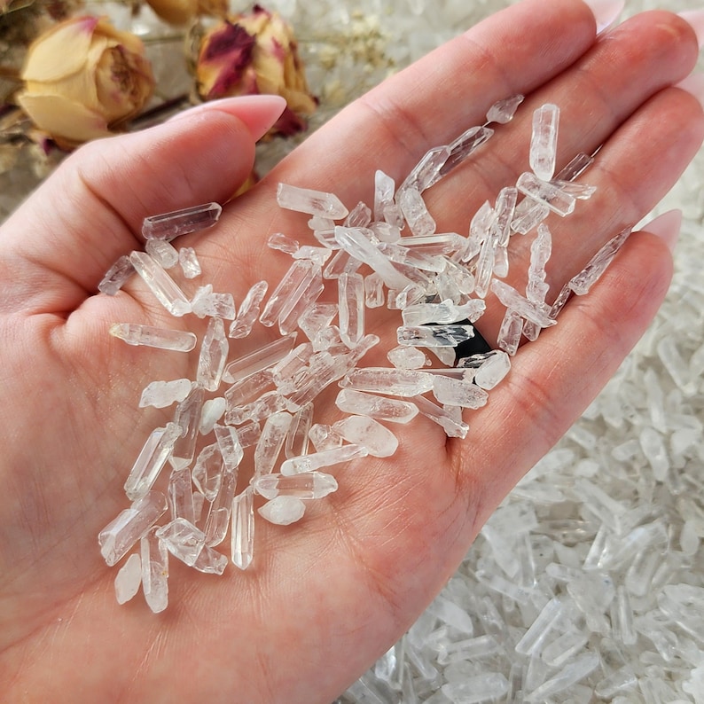 Small Clear Quartz Crystal Tumbled Shards and Points, Bulk Crystal Sand ...