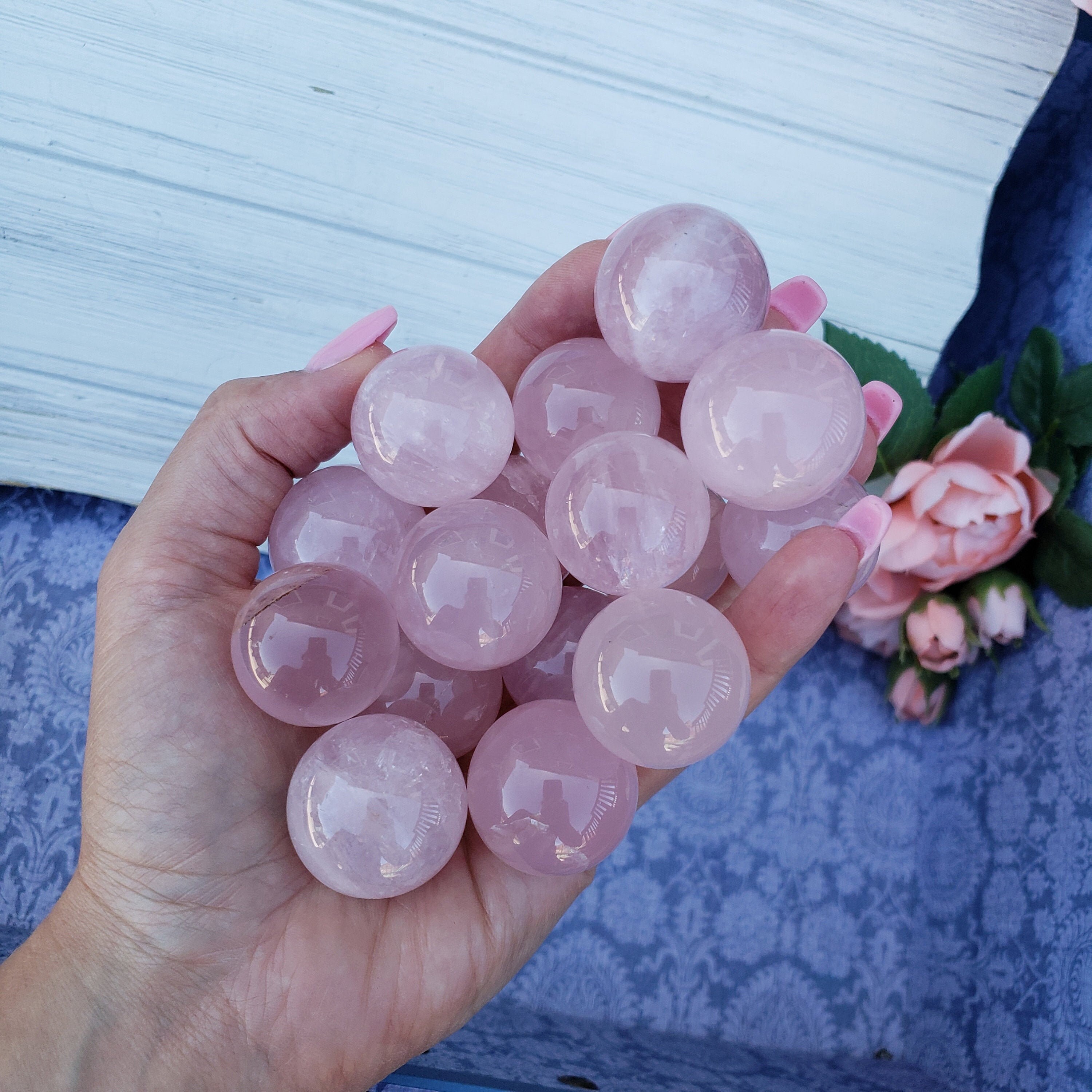 Rose Quartz Sphere Choose Quantity Small Pink Crystal Ball - Etsy