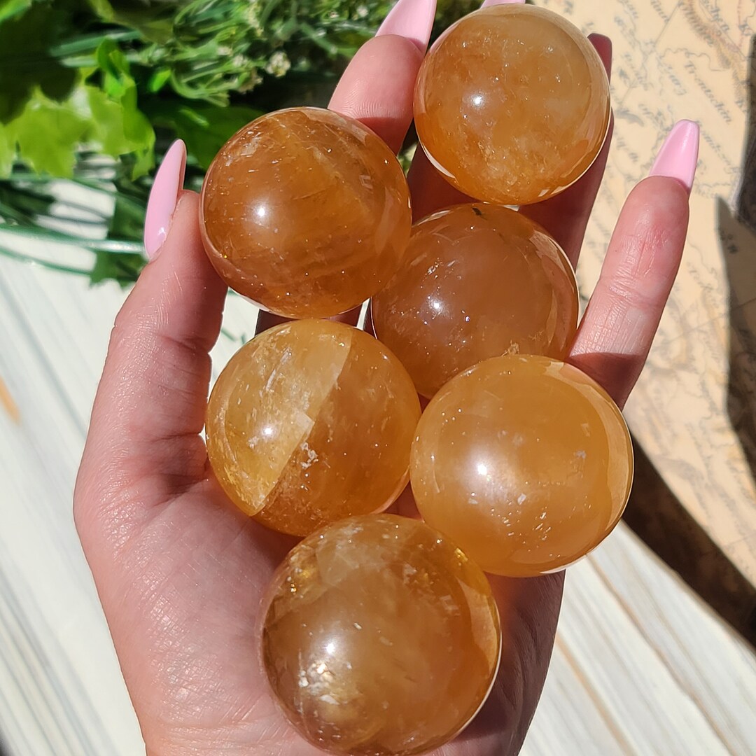 Honey Calcite Sphere, Crystal Ball, Small Calcite Sphere Healing Stone ...