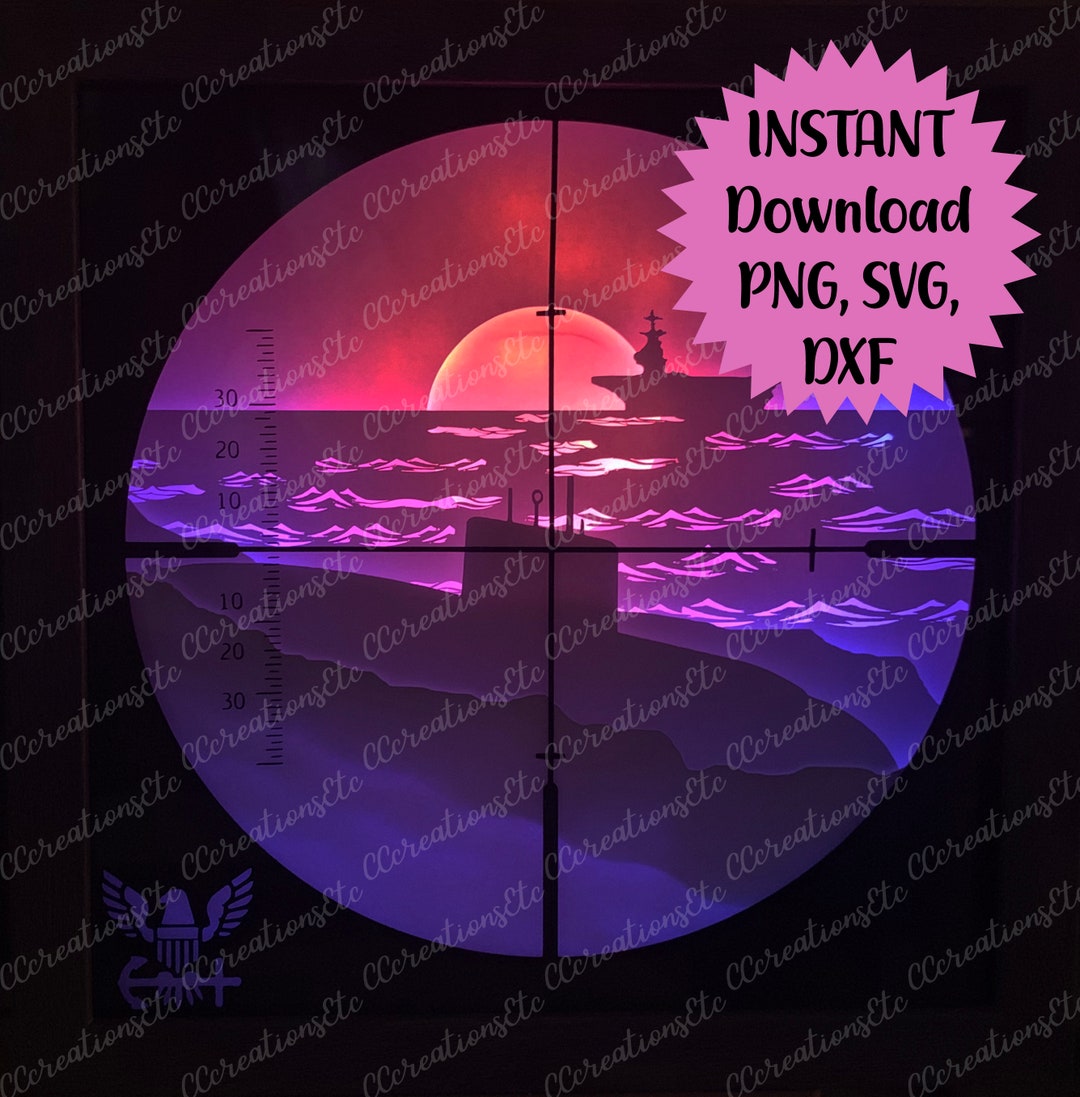 Navy Submarine 3D Light Silhouette Shadow Box Paper Cut File (personal ...