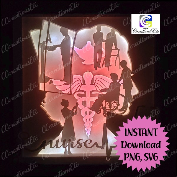 Nurse Shadow Box Svg - Etsy