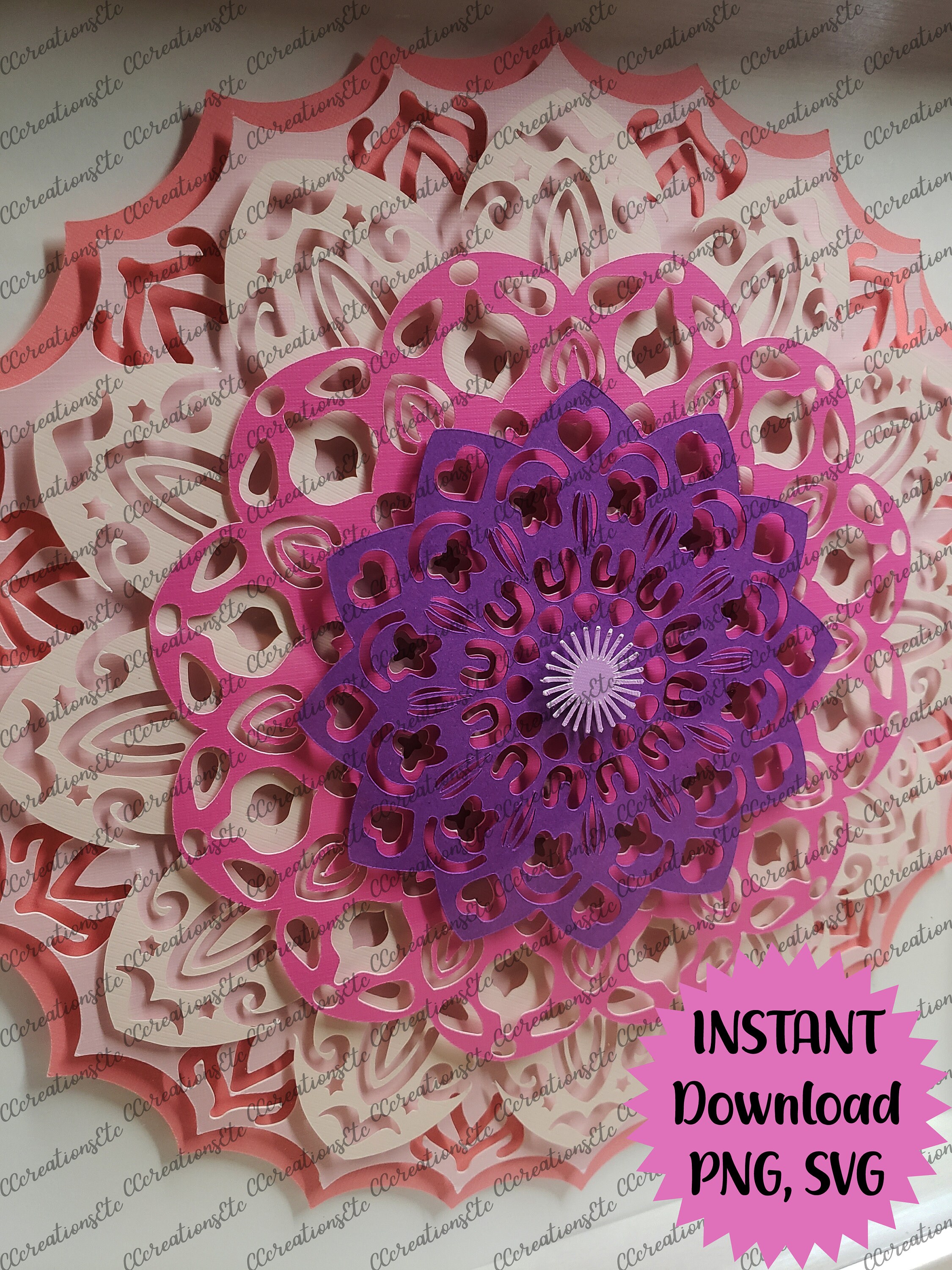 Spring Love 3D Layered Mandala Cut File (personal Use Only) - PNG, SVG ...