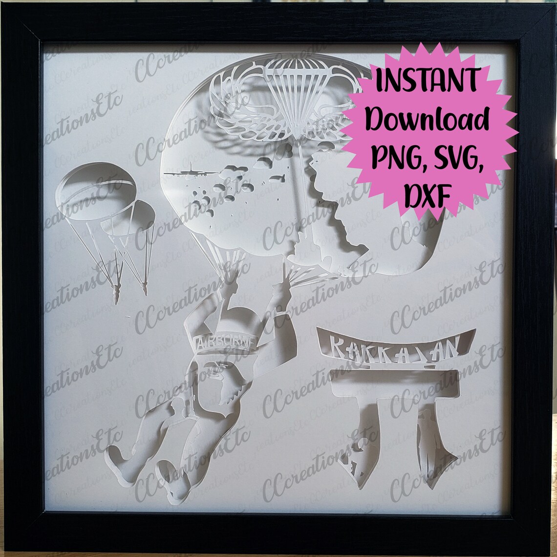 101st Airborne Infantry Paratrooper 3D Light Silhouette Shadow Box ...