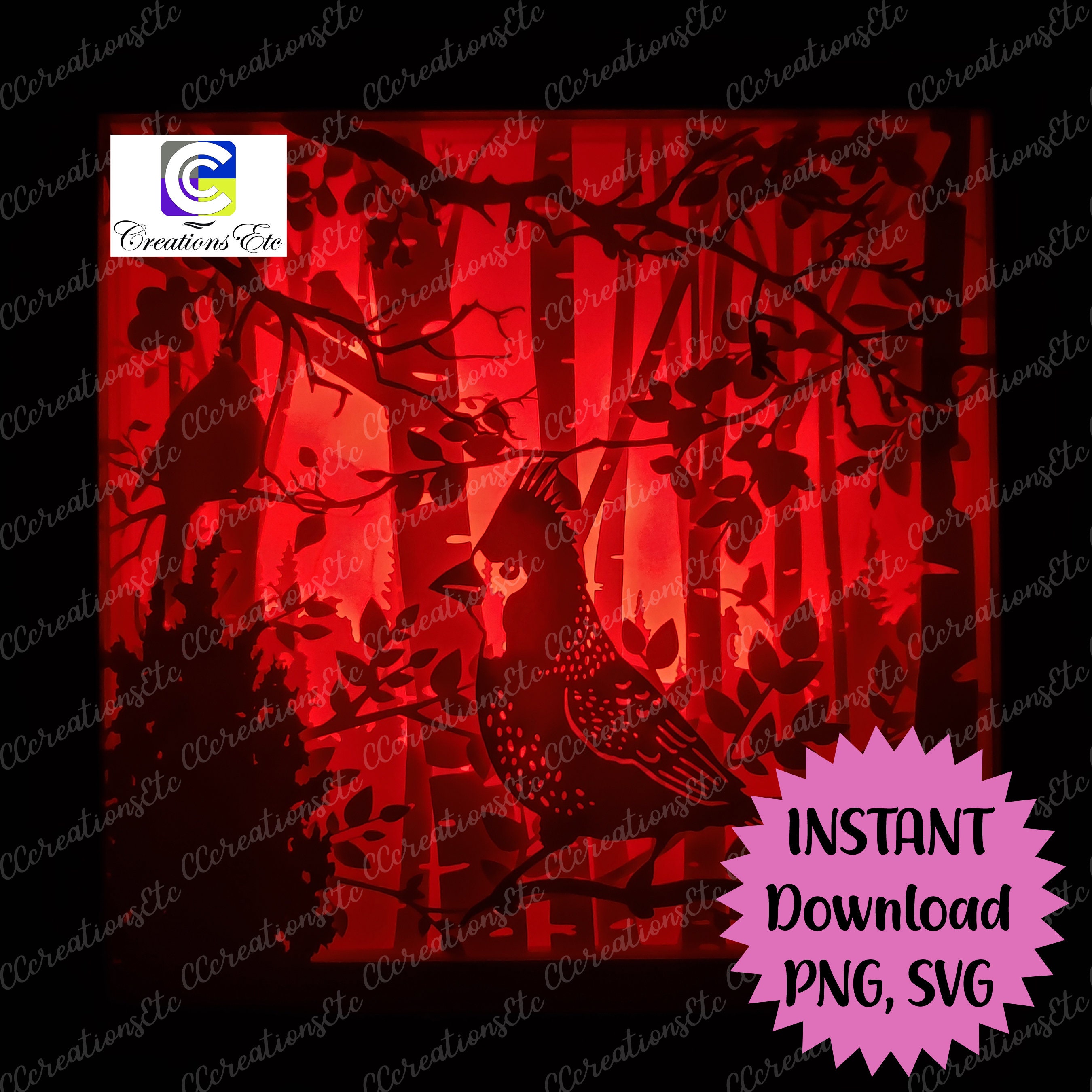 Cardinal Bird 3D Light Silhouette Shadow Box Paper Cut File personal ...