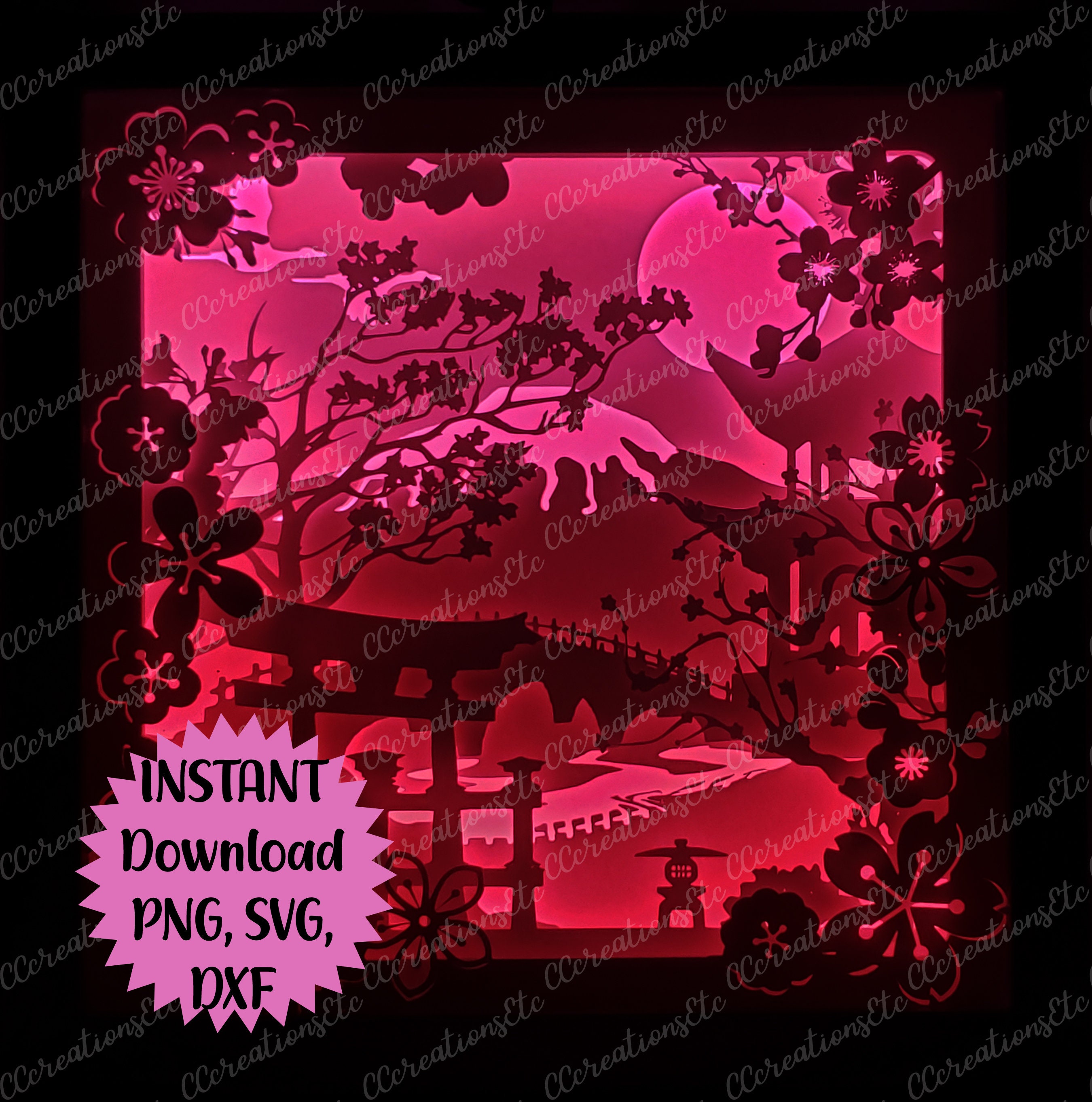 Sakura Cherry Blossoms 3D Light Silhouette Shadow Box Paper - Etsy