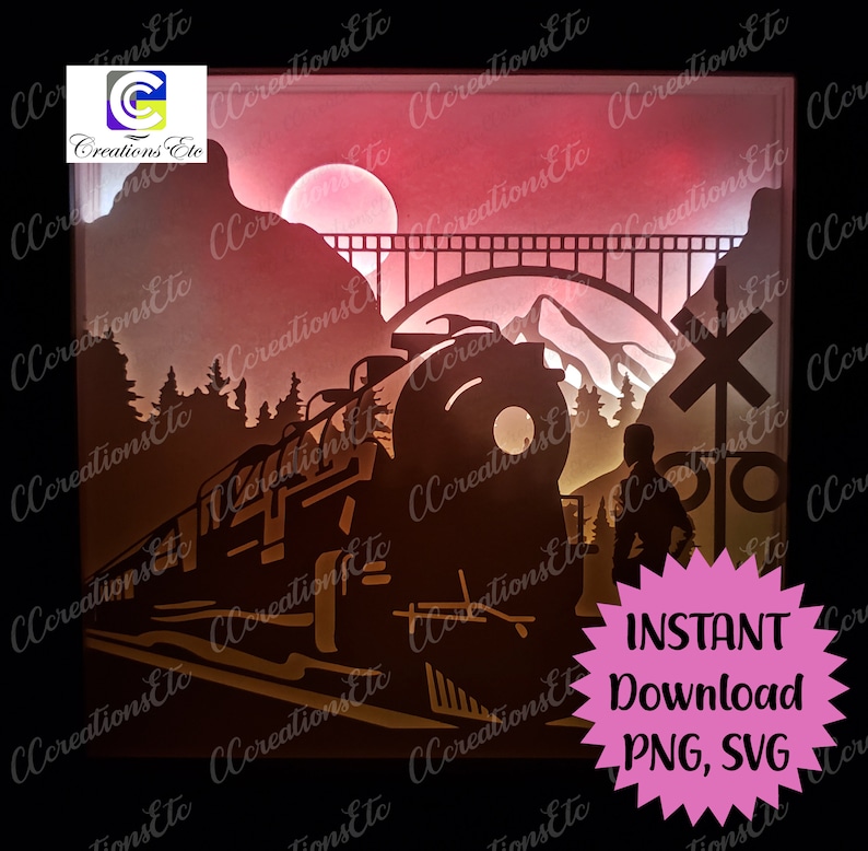 Train 3D Light Silhouette Shadow Box Paper Cut File personal Use Only ...