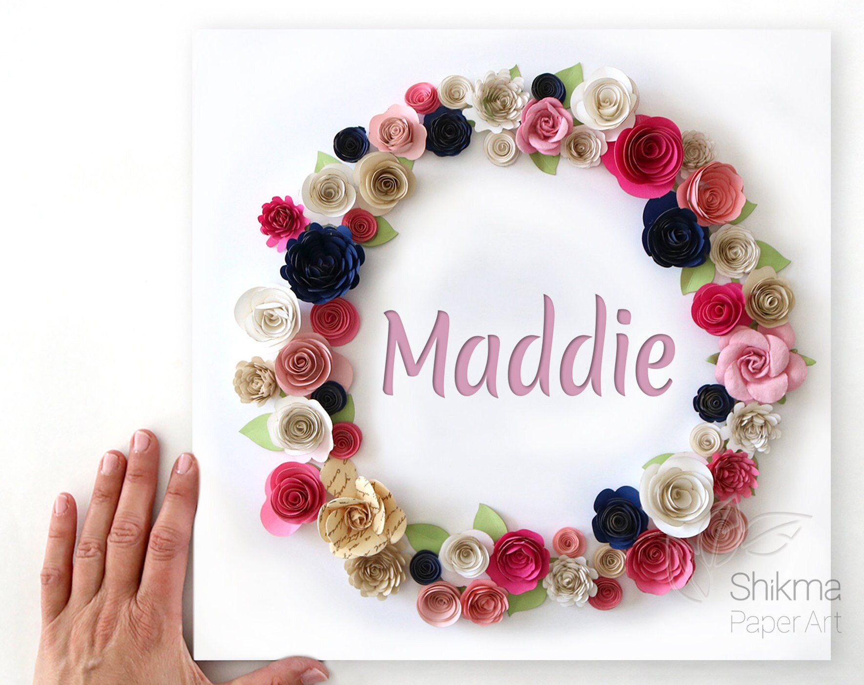 Baby Girl Name Art Nursery Wall Decor Paper Flower Art Name Sign 3D ...