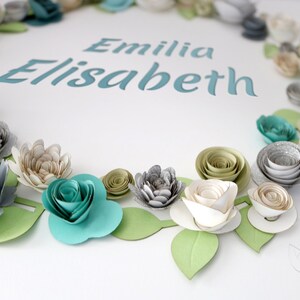 3D Paper Flower Name Sign for Girl Personalized Art New Baby Gift for ...