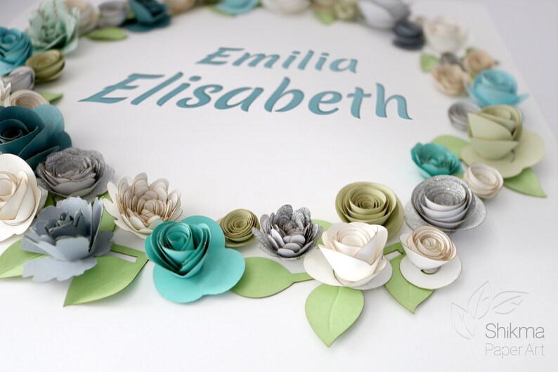 3D Paper Flower Name Sign for Girl Personalized Art New Baby - Etsy