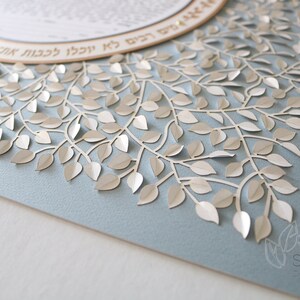Customized Ketubah, Modern Ketubah Leaves Paper Cut, Round Ketubah ...