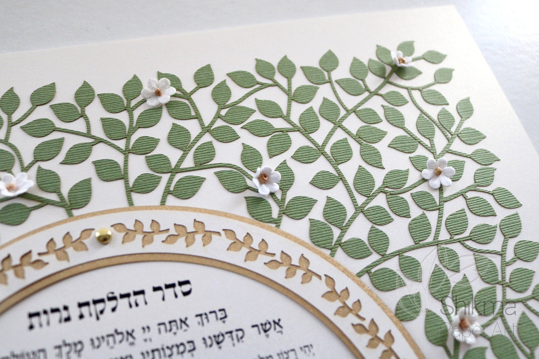 Shabbat Candle Lighting Blessing for Shabbat and Yom Tov Paper Cut Art ...