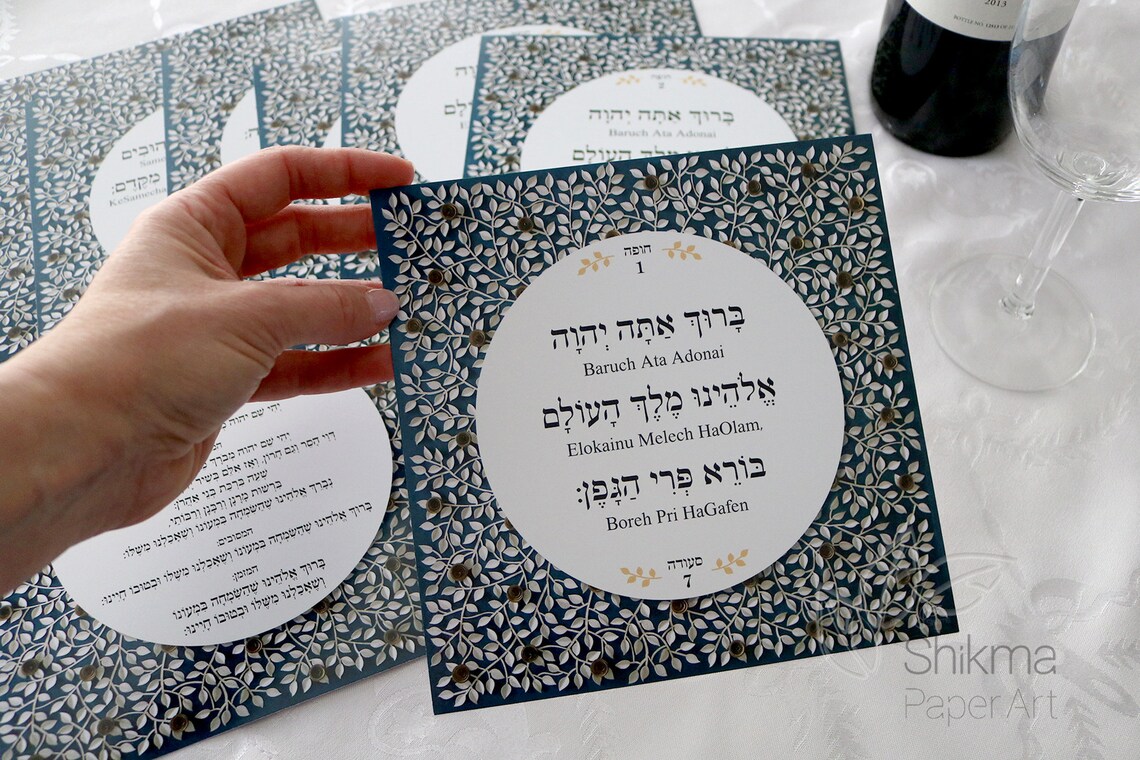 Sheva Bracha Cards Jewish Wedding Ceremony Blue and White - Etsy