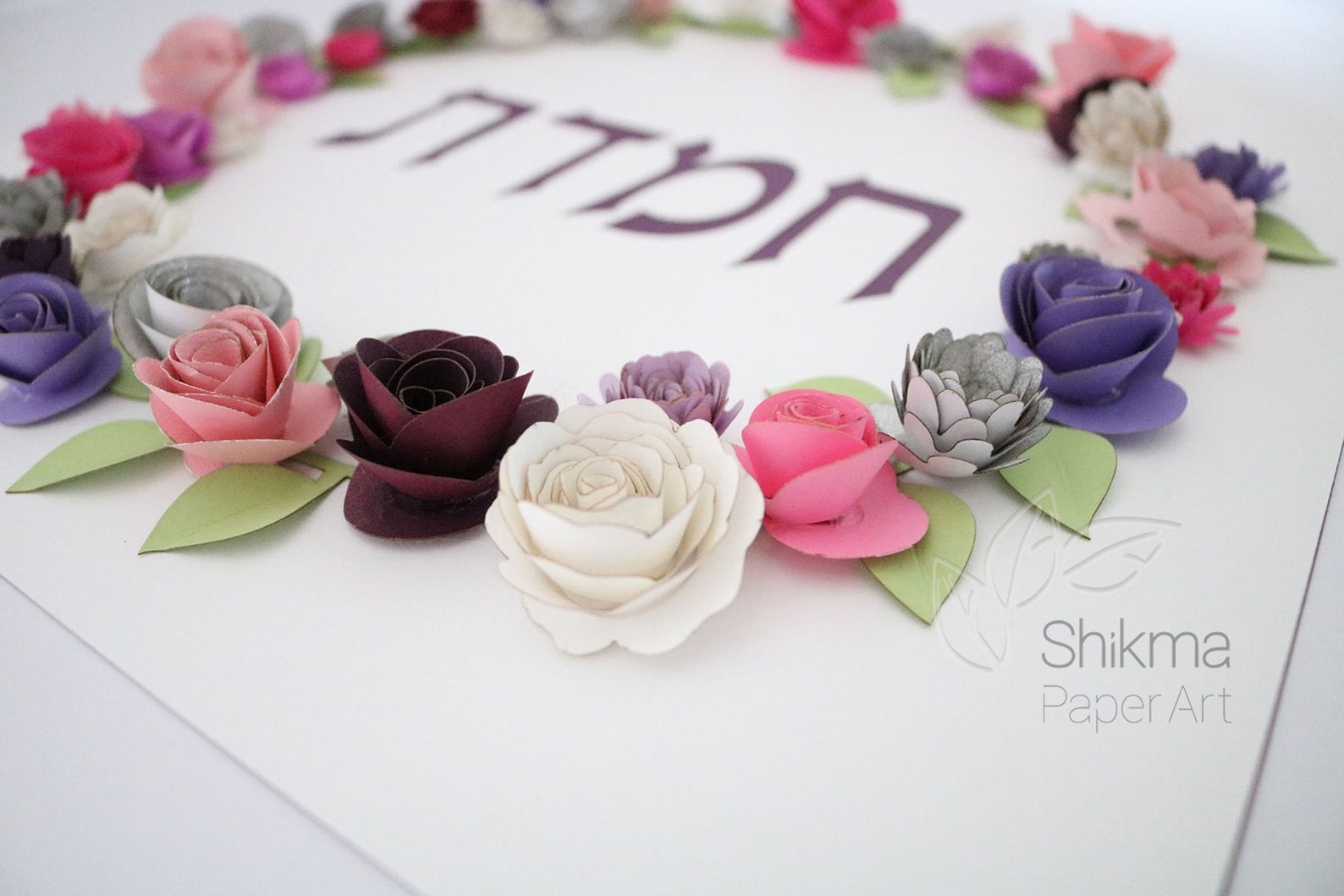 Name Sign For Girl 3D Paper Flower Wreath Personalized Art Bat | Etsy