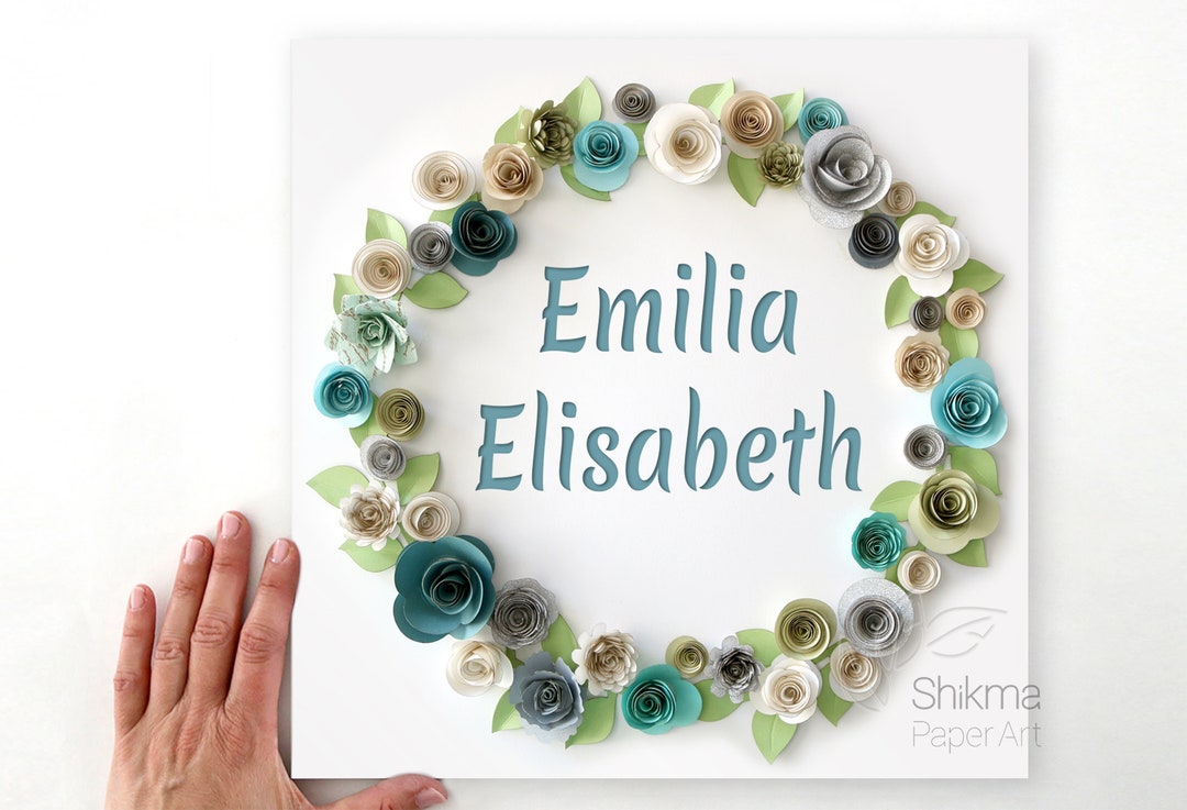 3D Paper Flower Name Sign for Girl Personalized Art New Baby Gift for ...