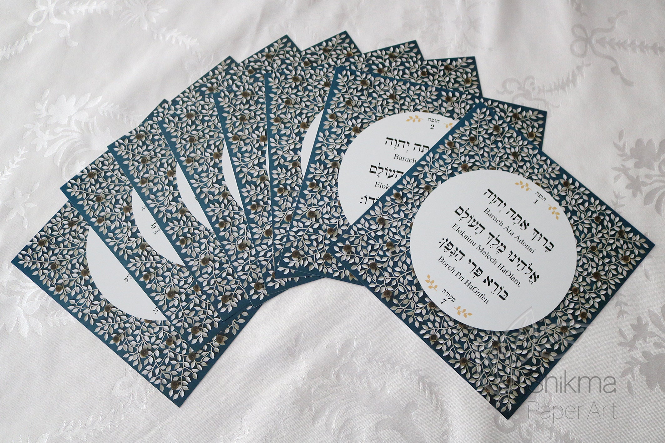 Sheva Bracha Cards Jewish Wedding Ceremony Blue and White - Etsy