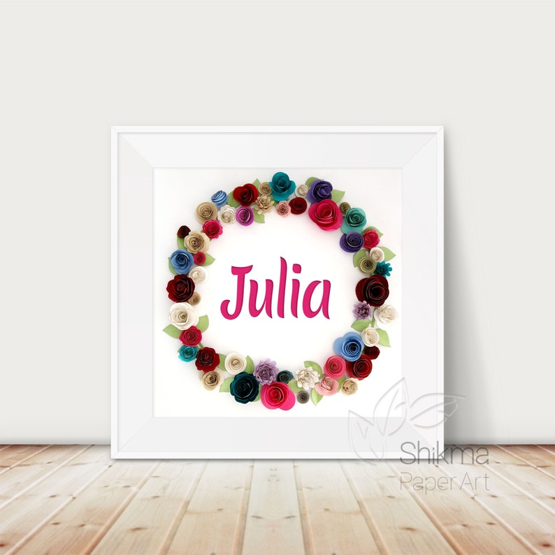 Paper Flower Art Name Sign 3D Paper Flower Nursery Wall Decor - Etsy