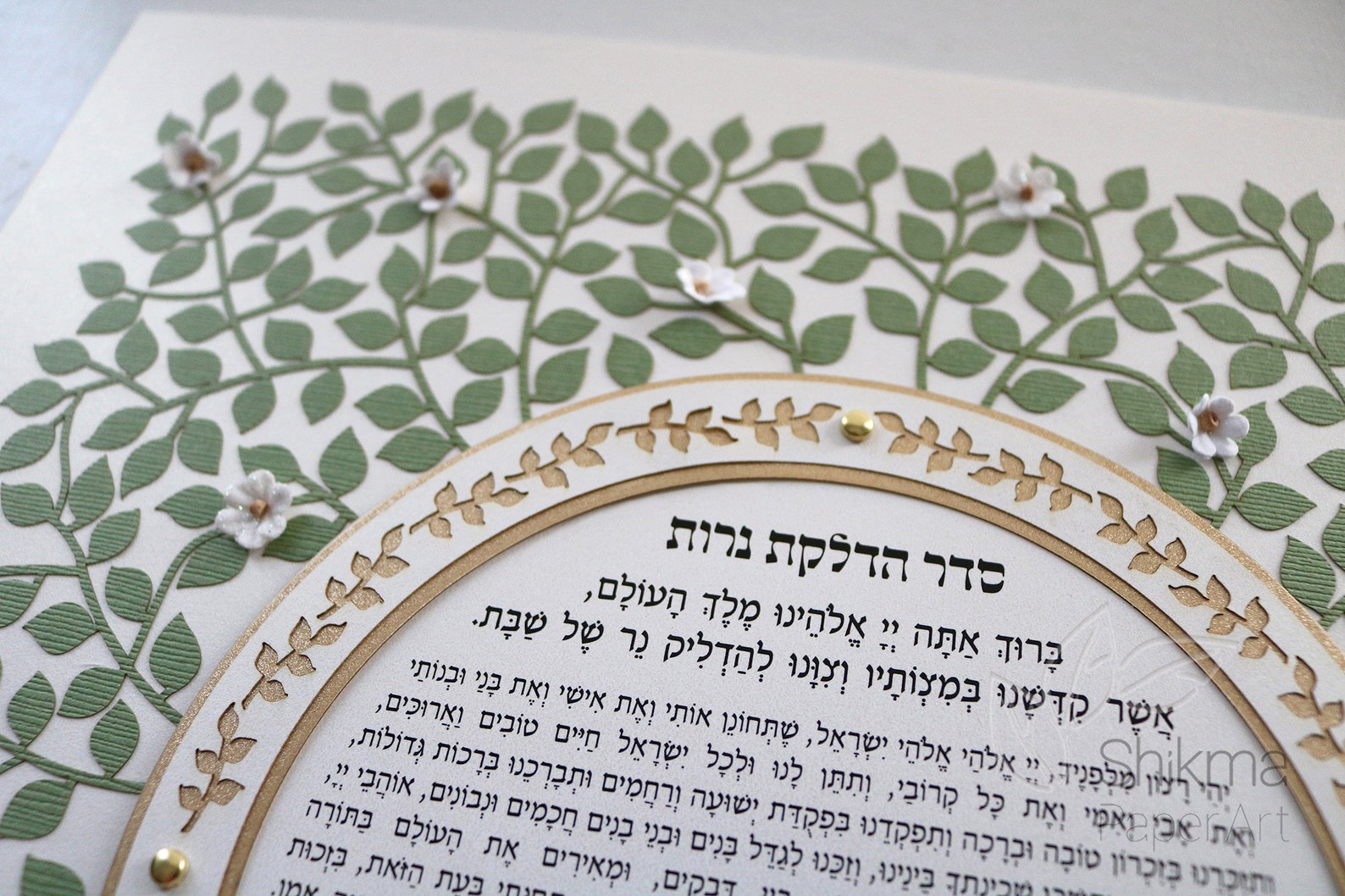 Shabbat Candle Lighting Blessing for Shabbat and Yom Tov Paper Cut Art ...