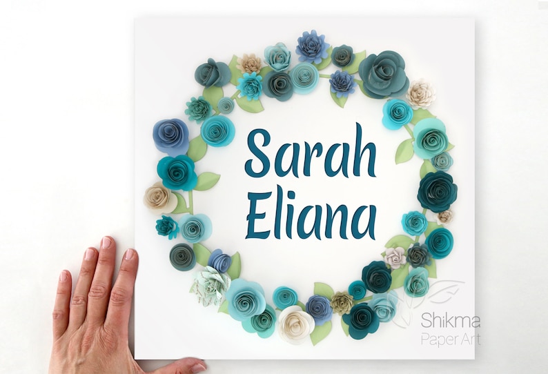 Paper Flower Art Name Sign 3D Paper Flower Nursery Wall Decor | Etsy