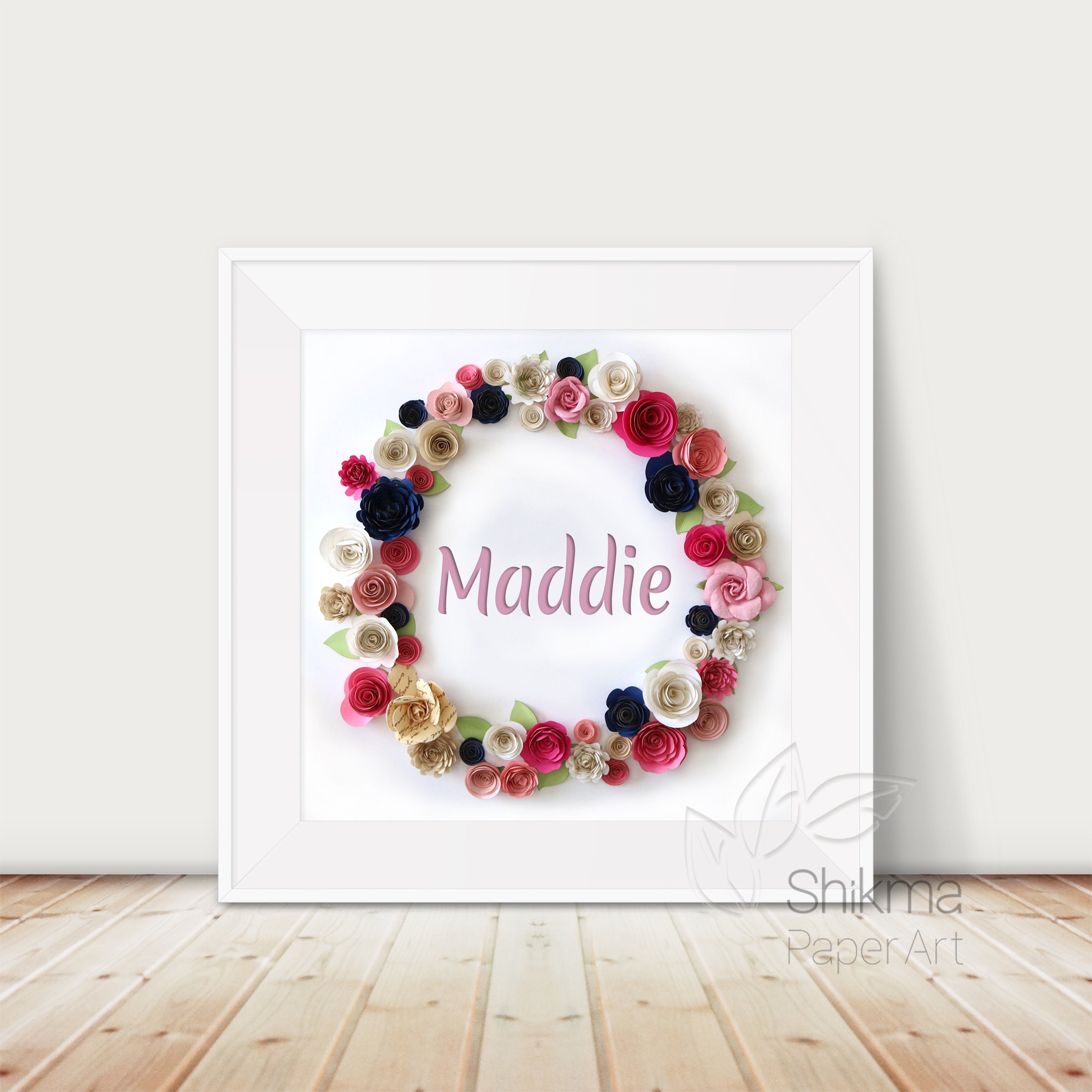 Baby Girl Name Art Nursery Wall Decor Paper Flower Art Name Sign 3D ...