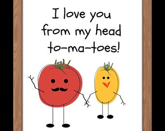 I Love You From My Head Tomatoes Coloring Card: Digital - Etsy