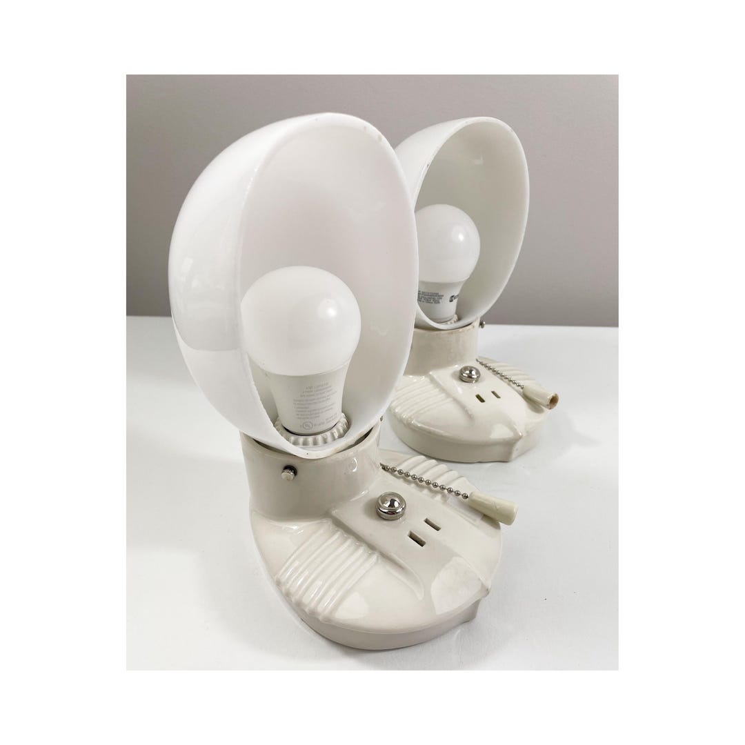 Refurbished Art Deco Shaded Porcelier Porcelain Wall Sconces - Ivory ...