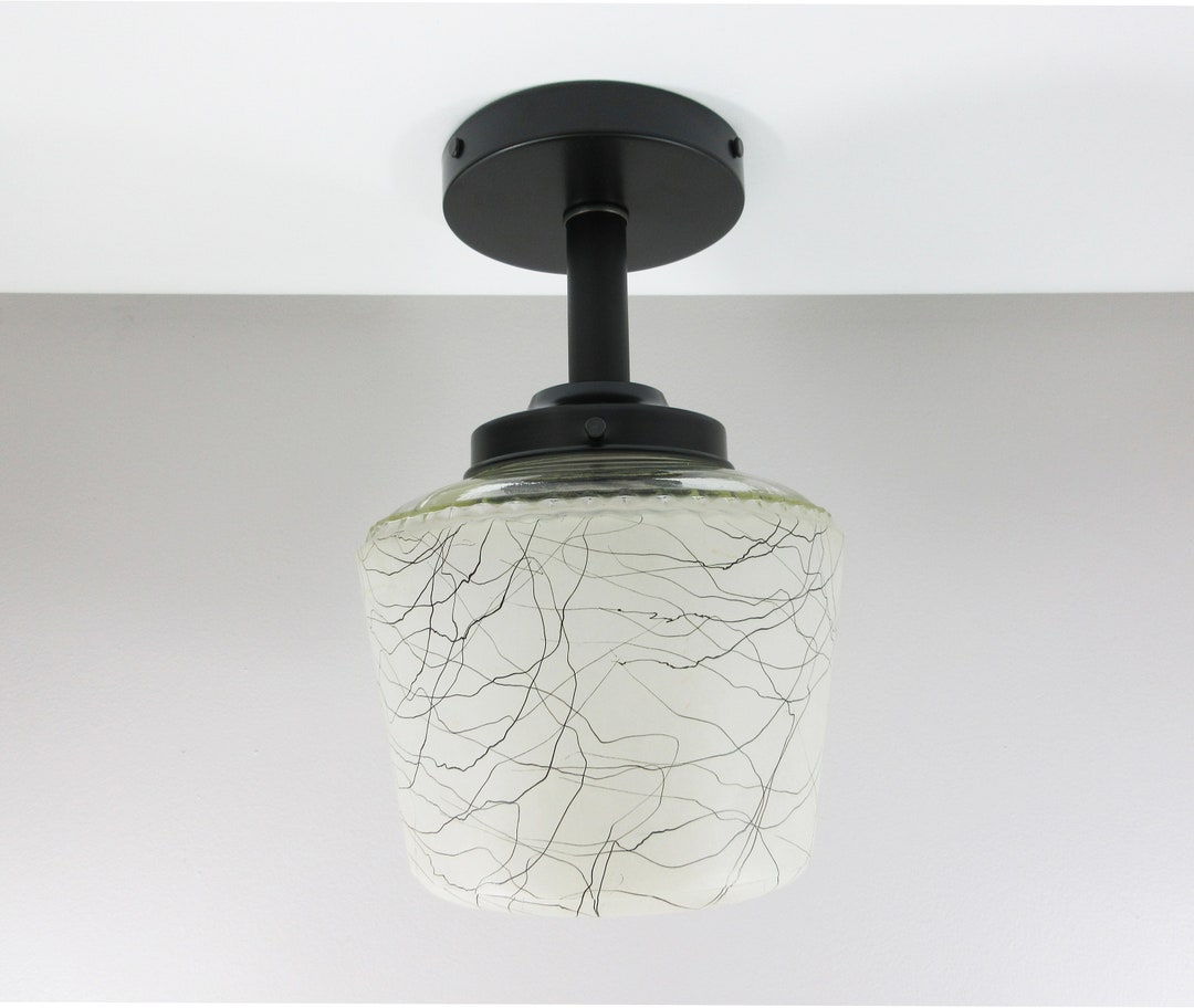 Mid Century Style Ceiling Fixture With Vintage Spatter Glass Shade ...