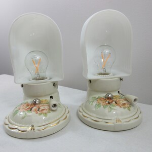 Refurbished Art Deco Shaded Porcelier Porcelain Floral Wall Sconces ...