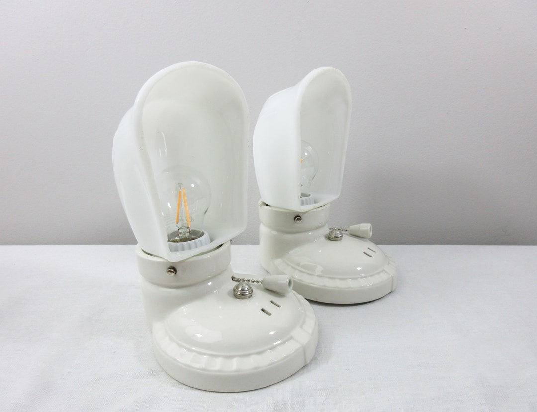 Refurbished Art Deco Shaded Porcelier Porcelain Wall Sconces - Pull ...