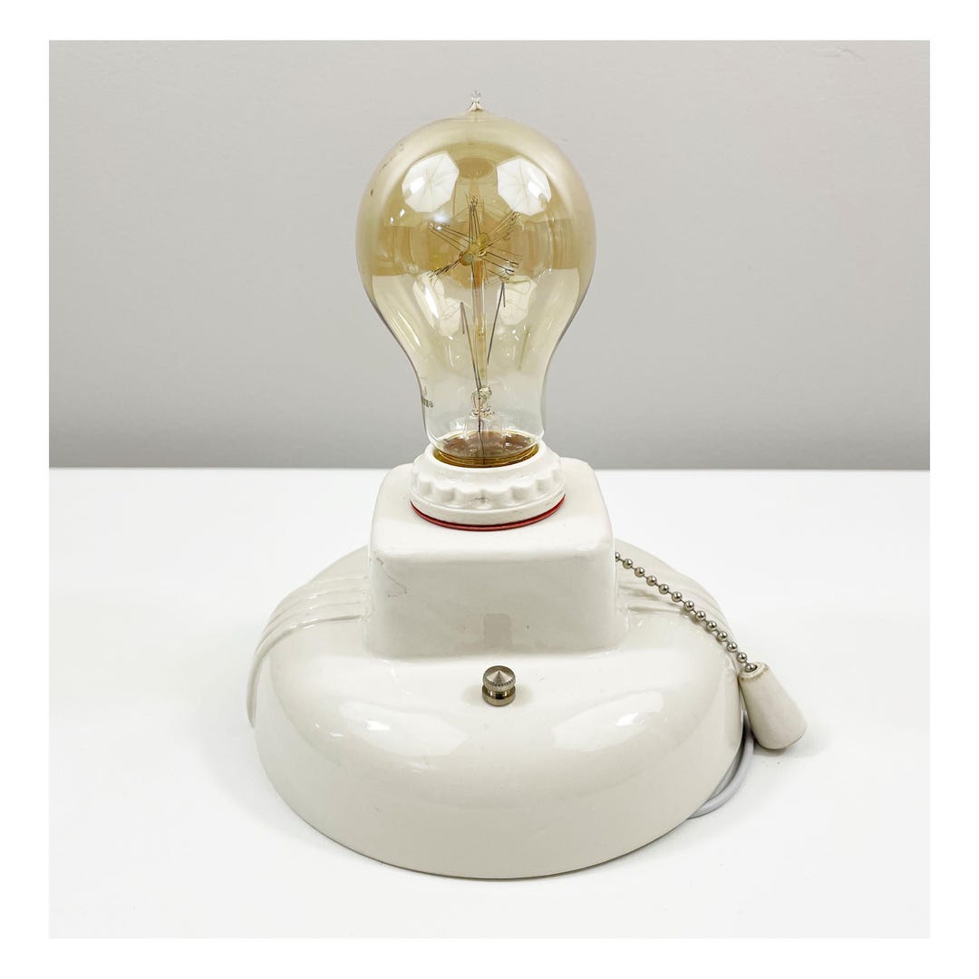 Refurbished Art Deco Porcelain Ceiling Light With Pull Chain - 1930's ...