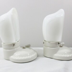 Refurbished Art Deco Shaded Porcelier Porcelain Wall Sconces Pull Chain ...